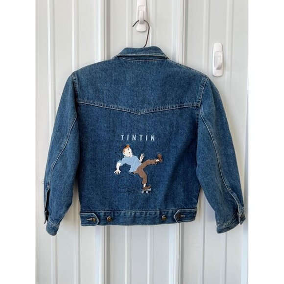Jackets & Coats | Vintage Rare Adventures Of Tintin Denim Jacket ...